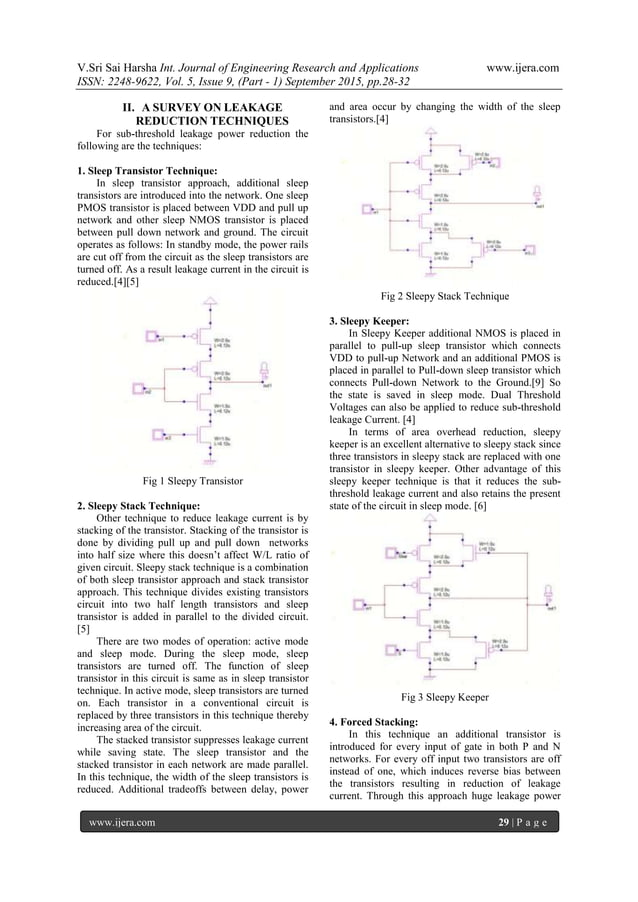 Sub-Threshold Leakage Current Reduction Techniques In VLSI Circuits -A Survey | PDF