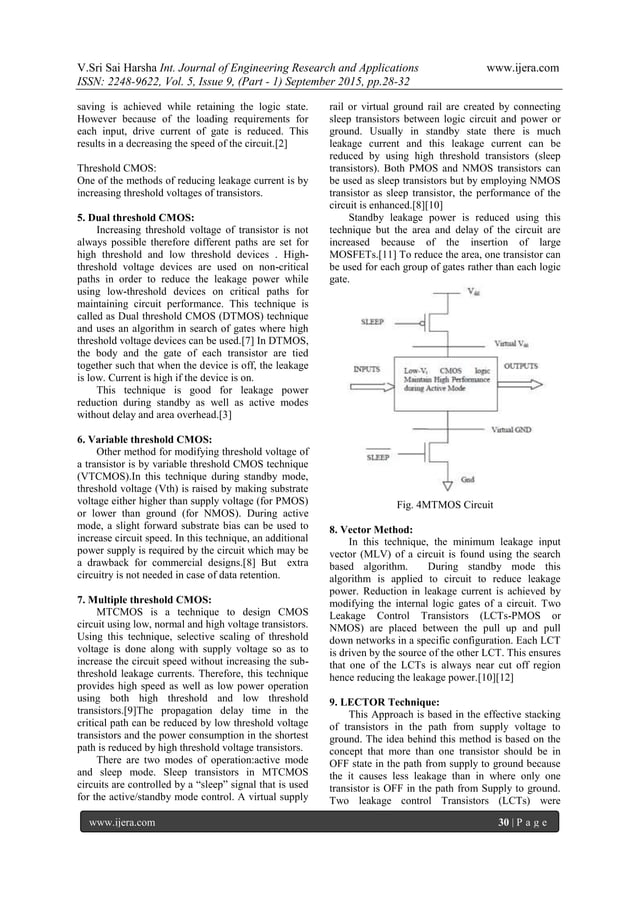 Sub-Threshold Leakage Current Reduction Techniques In VLSI Circuits -A Survey | PDF