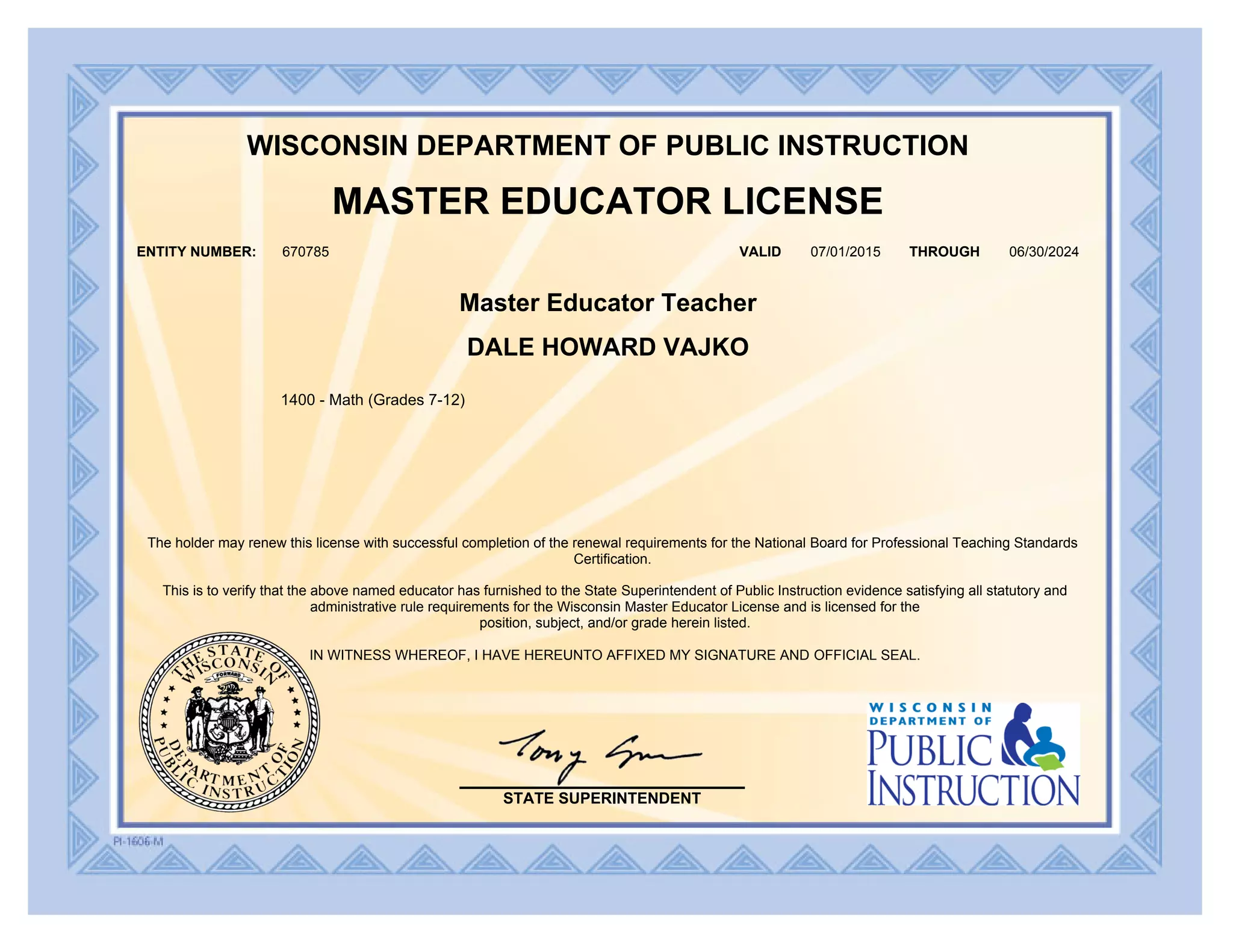 Master Educator License WI | PDF