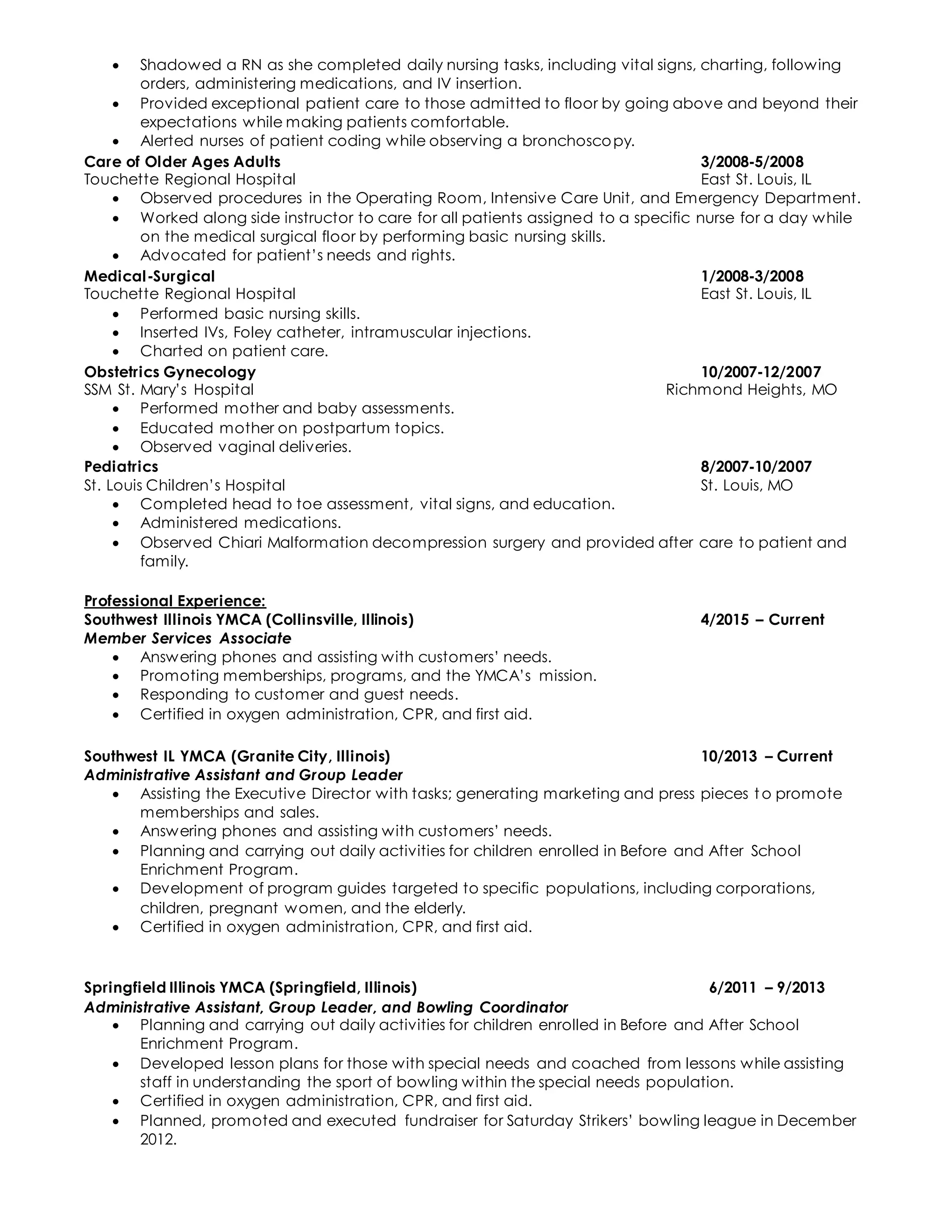 Miranda Resume - Nursing | DOCX | Non-Profit Organizations | Industries