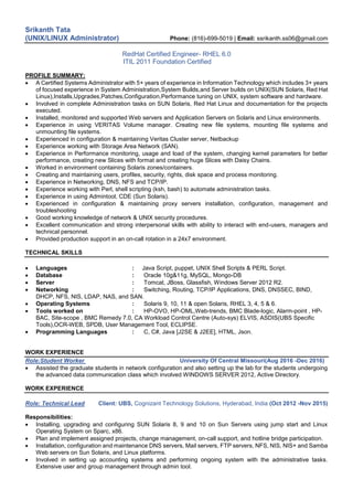 Srikanth-Unix Administrator | PDF