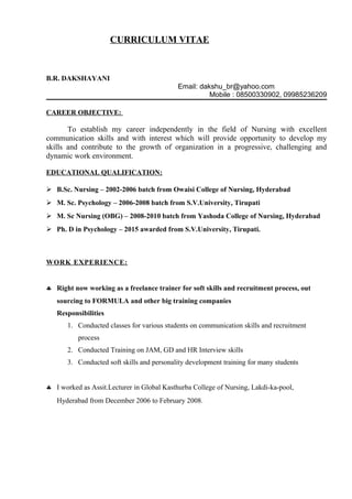 CURRICULUM VITAE -dakshu (1) | PDF