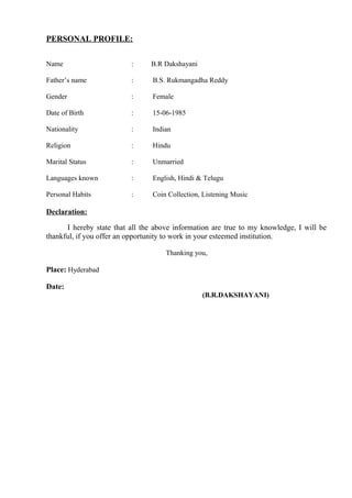 CURRICULUM VITAE -dakshu (1) | PDF