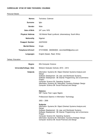 igbo tochukwu CV | DOCX