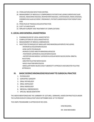 CURRICULUM OF OMFS PROGRAMME | DOCX