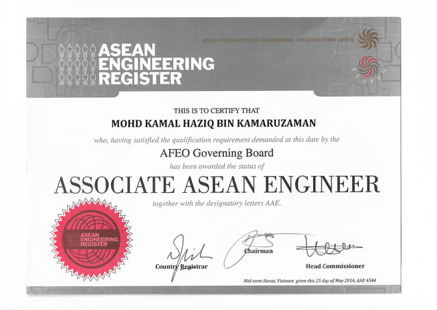 ASEAN Associate Engineer Certificate | PPT
