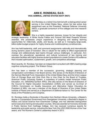 Biography For Ann E. Rondeau | PDF | Business | Business and Finance