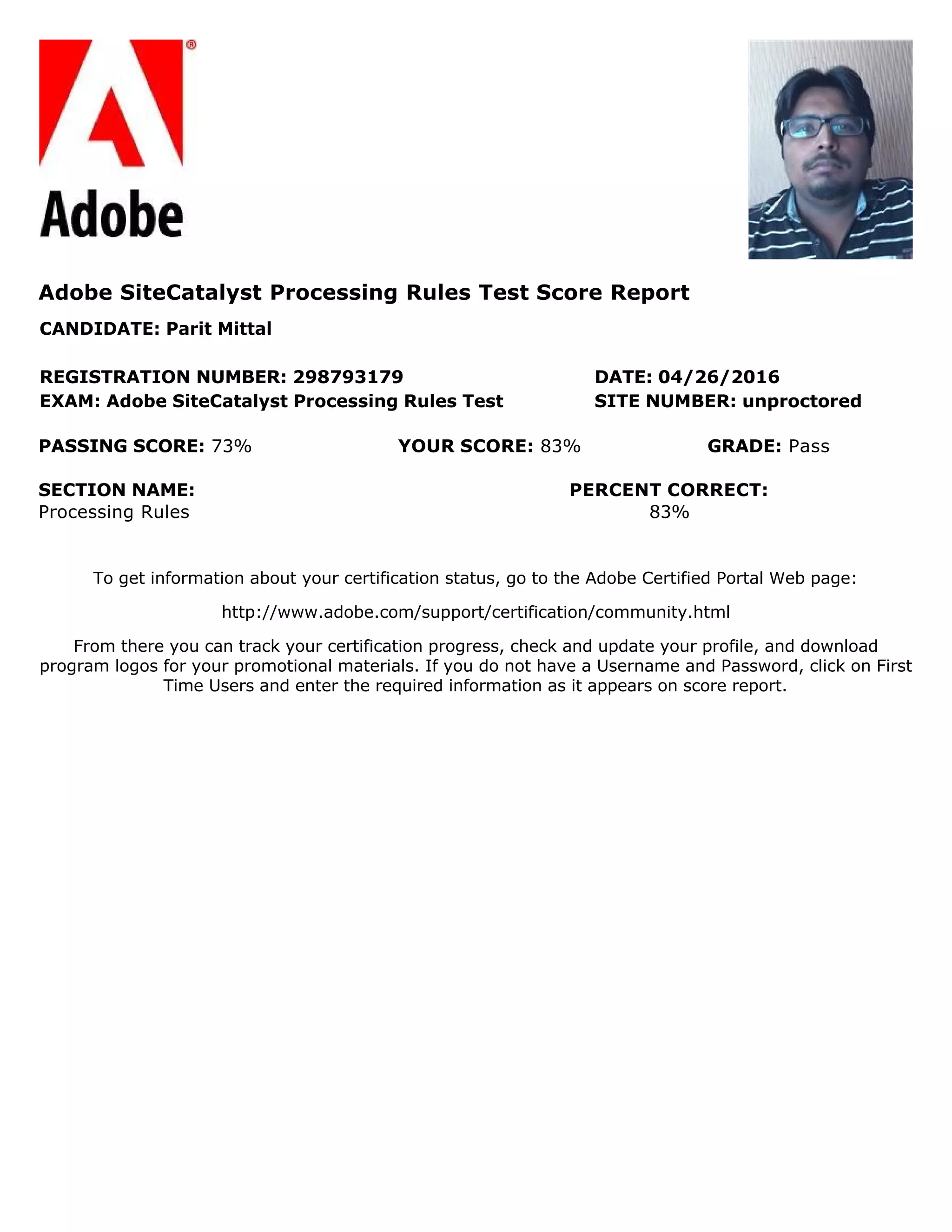 Adobe Processing Rules Test Score Card | PDF