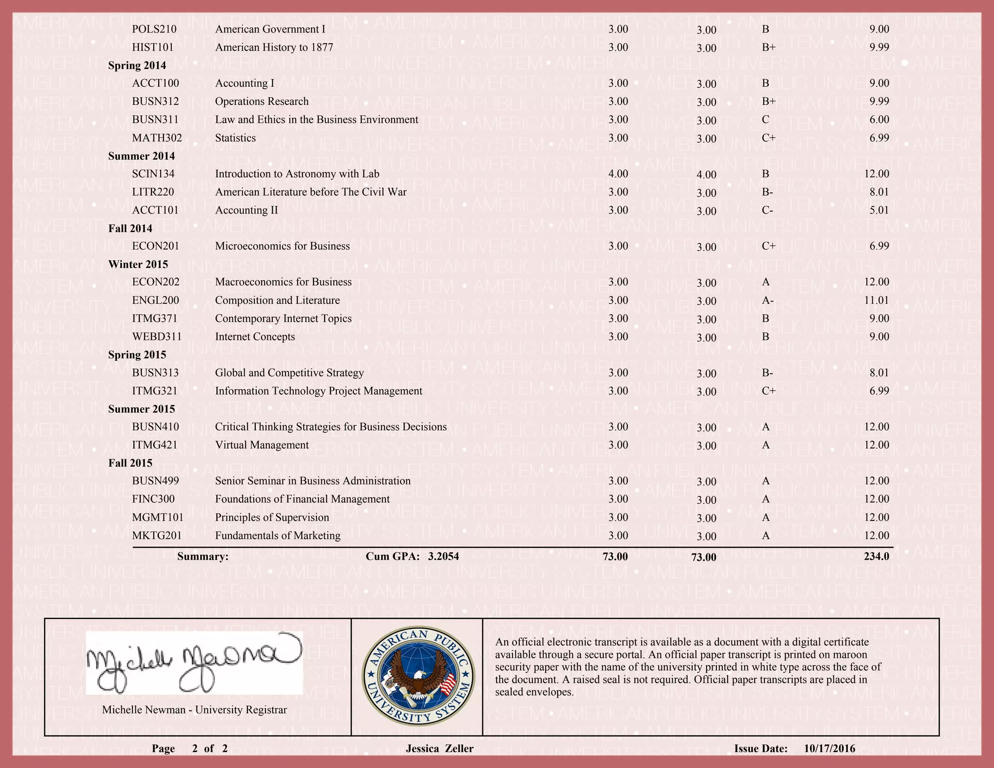 Official Transcript | PDF