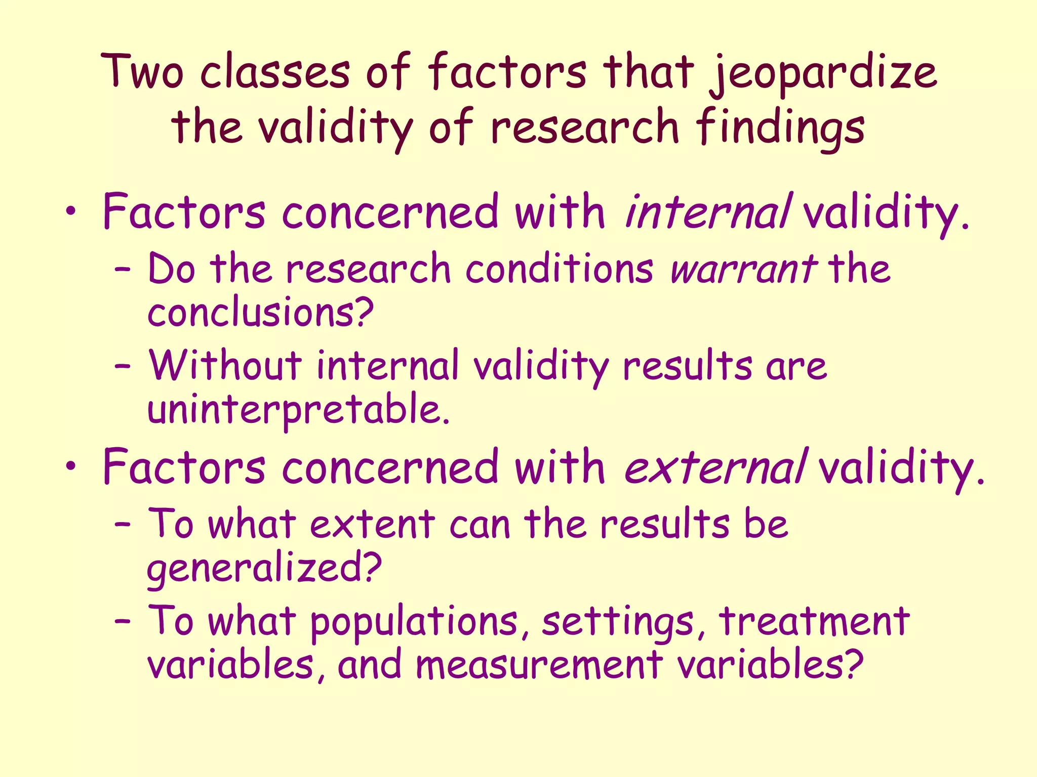 Threats to Internal and External Validity | PPT