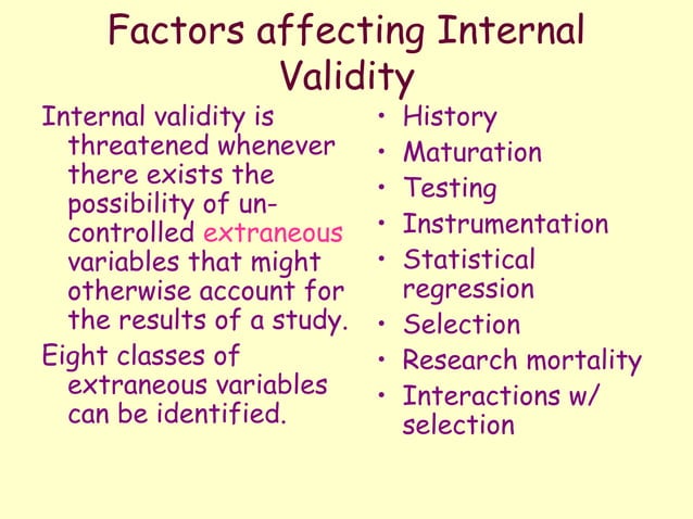 Threats To Internal And External Validity Threats To Internal And External Validity