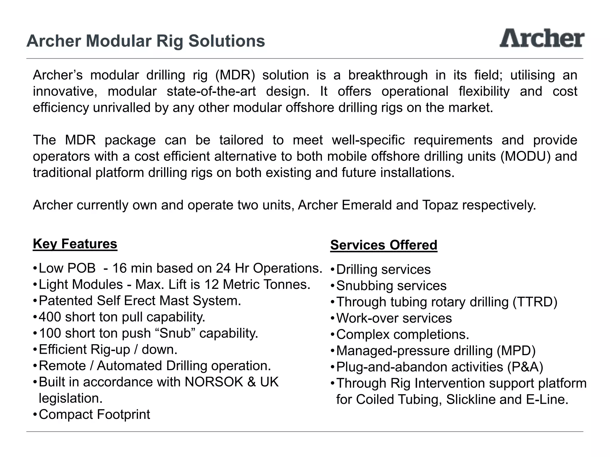 Archer Modular Rigs | PPSX