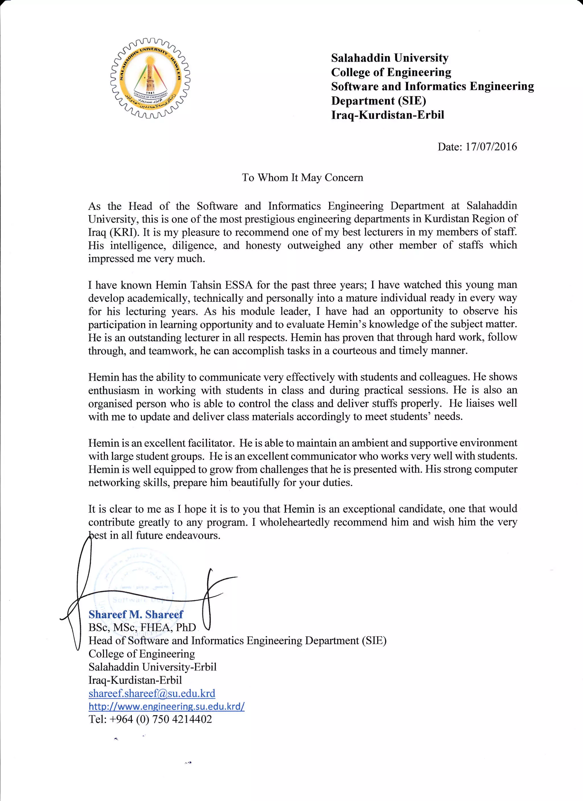 Recommendation Letter-Hemin | PDF