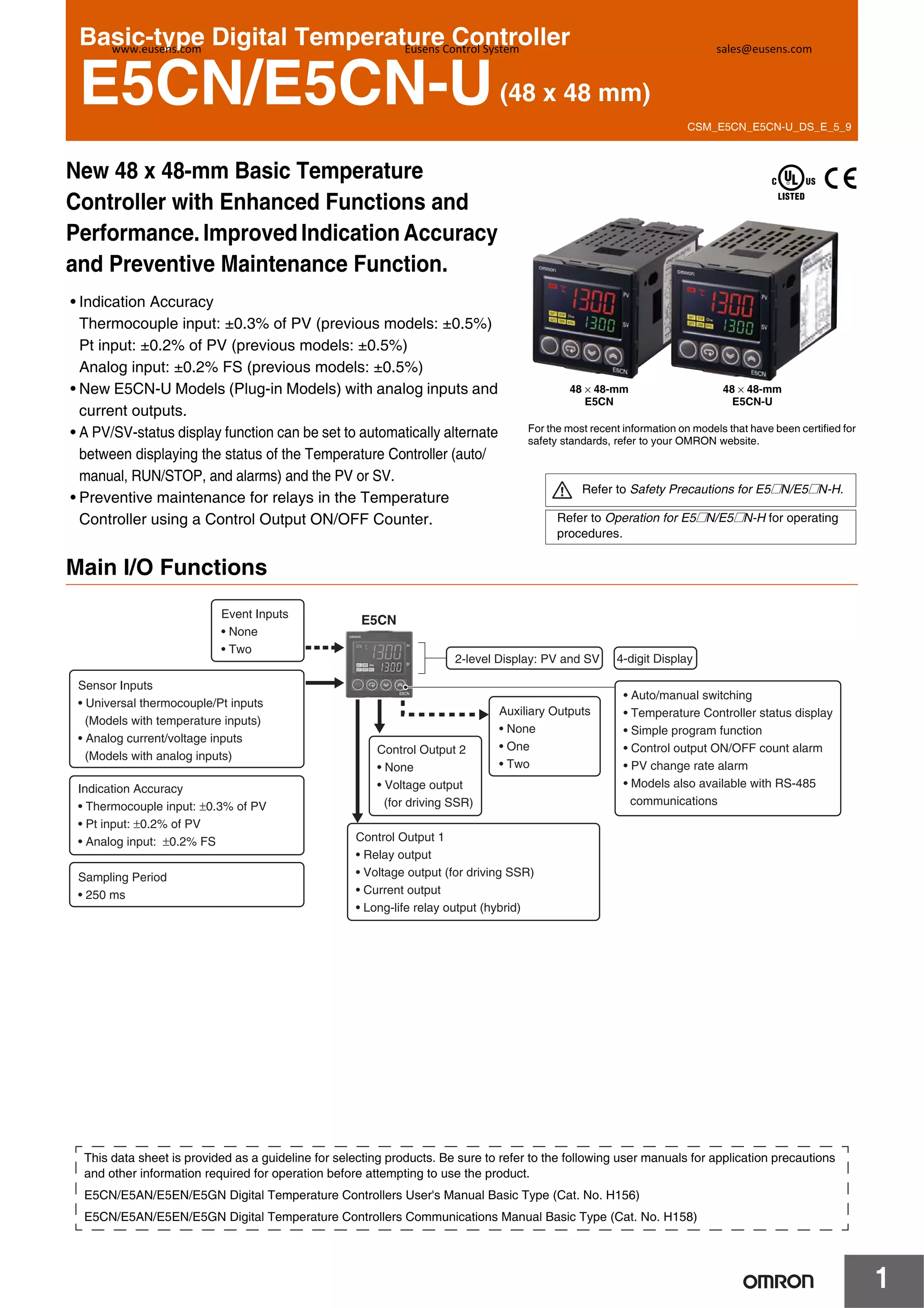 E5cn omron digital temperature controller | PDF