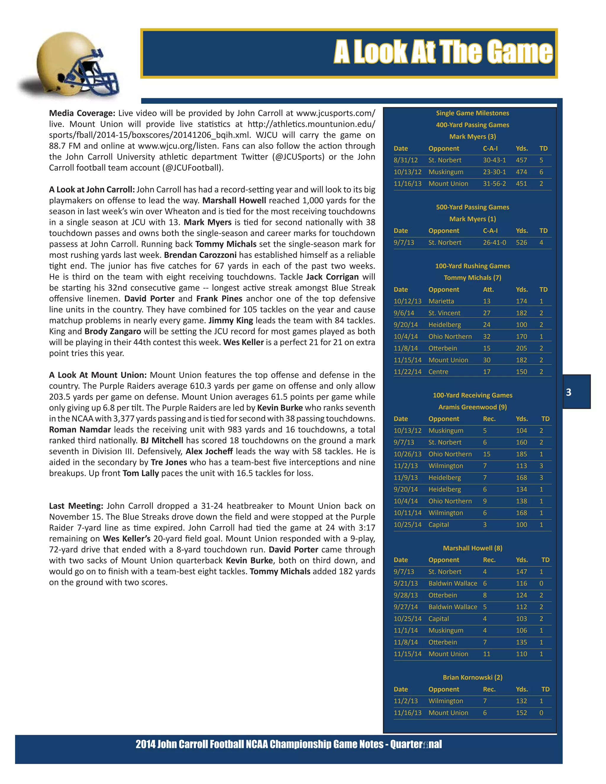 Game Notes Sample Football | PDF
