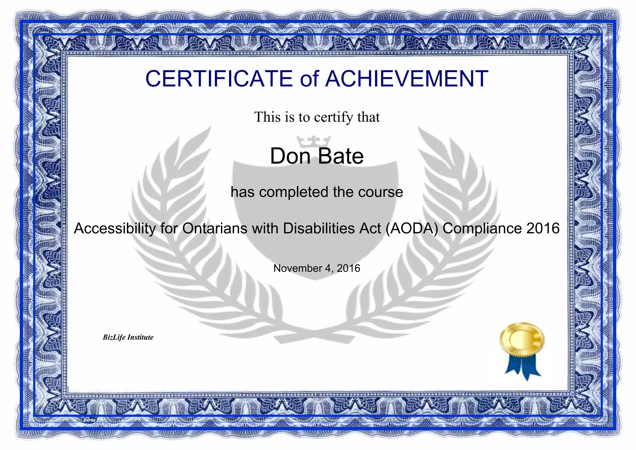 AODA Certificate | PDF
