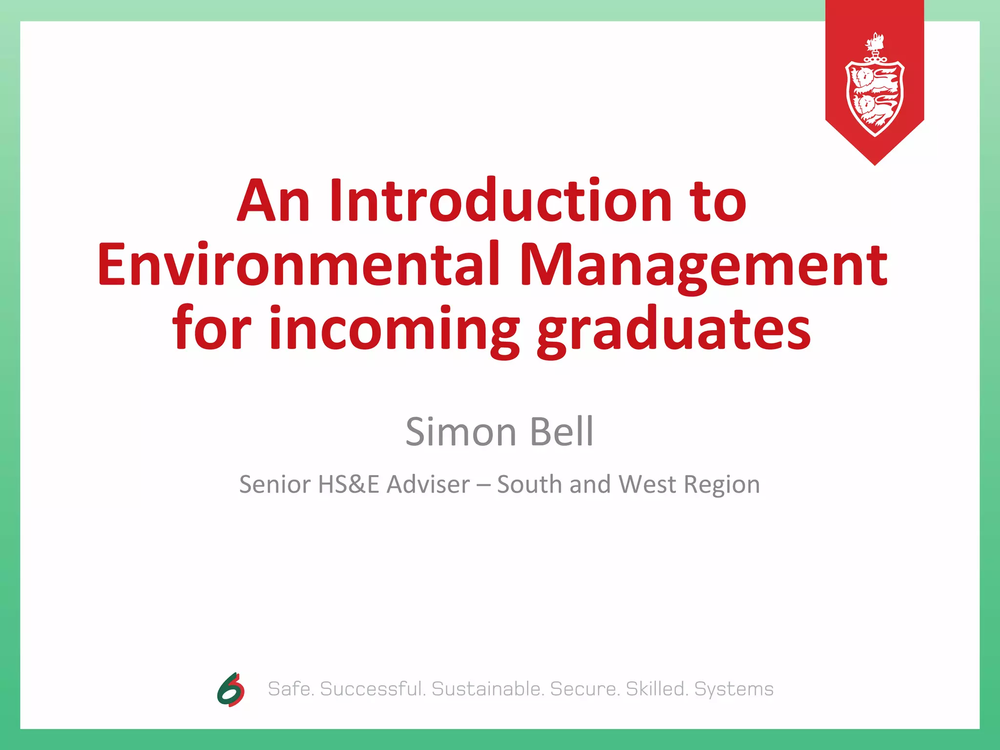 Environmental Management Presentation for Graduate Induction | PPT
