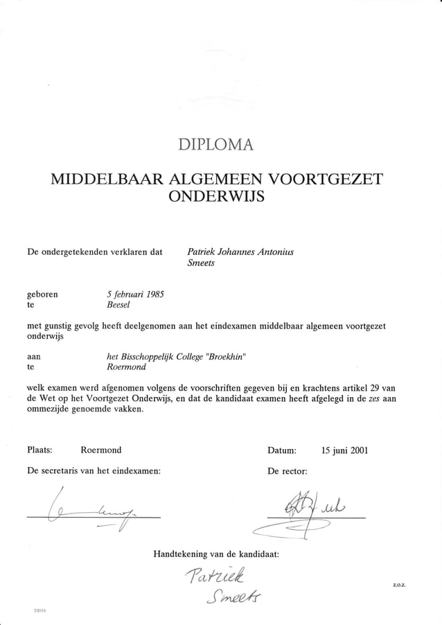2001 Diploma MAVO | PDF