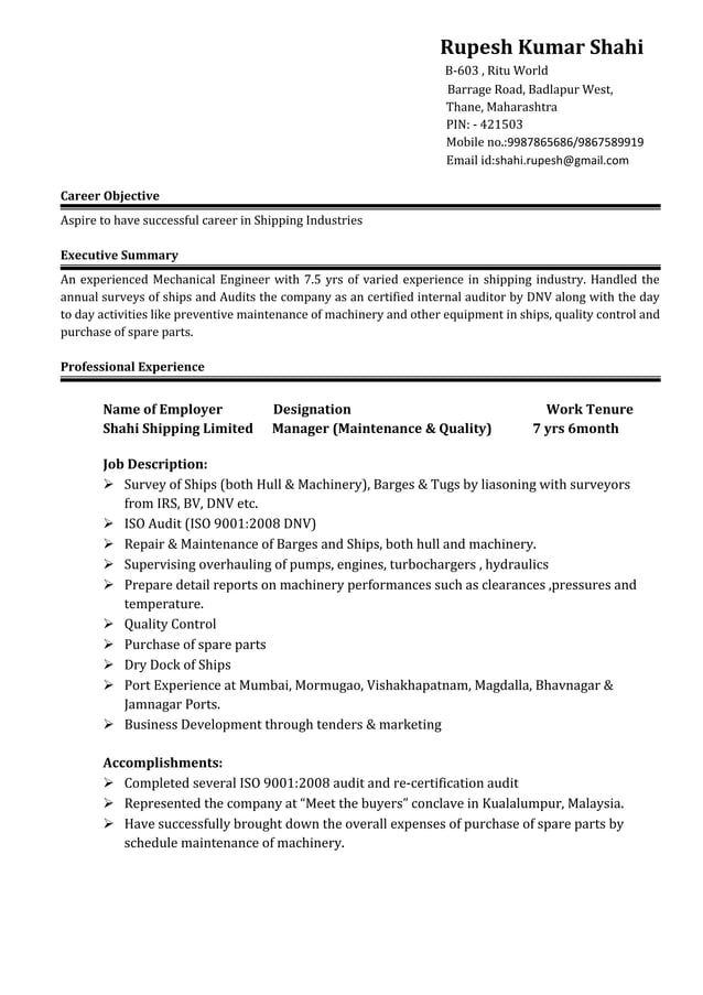 Rupesh Resume. | DOC | Logistics | Business