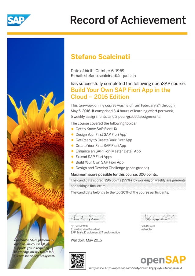 OpenSAP course Certification - Build Your Own SAP Fiori App in the ...