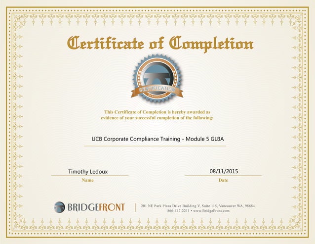 UCB Corporate Compliance Training - Module 5 Gramm-Leach-Bliley-Act ...