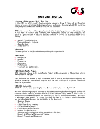G4S Security Services - Company Profile G4S | PDF