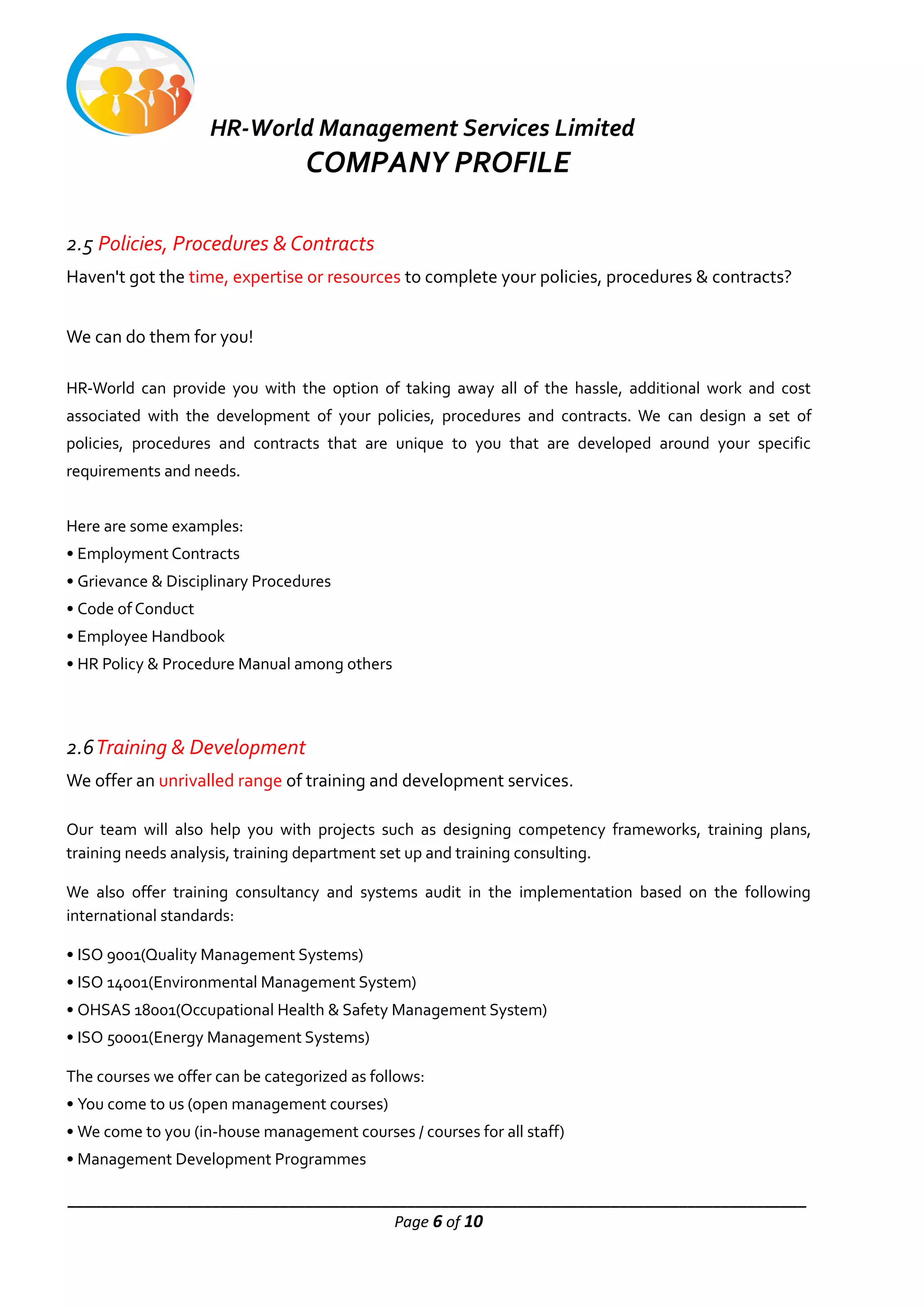 HR-World Company Profile (Full Copy) | DOC