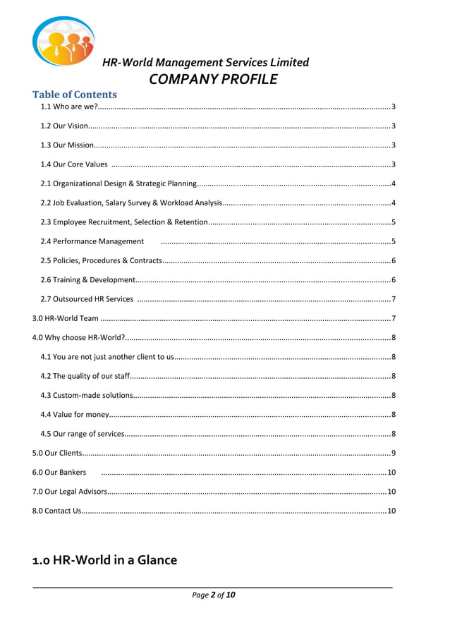 HR-World Company Profile (Full Copy) | DOC