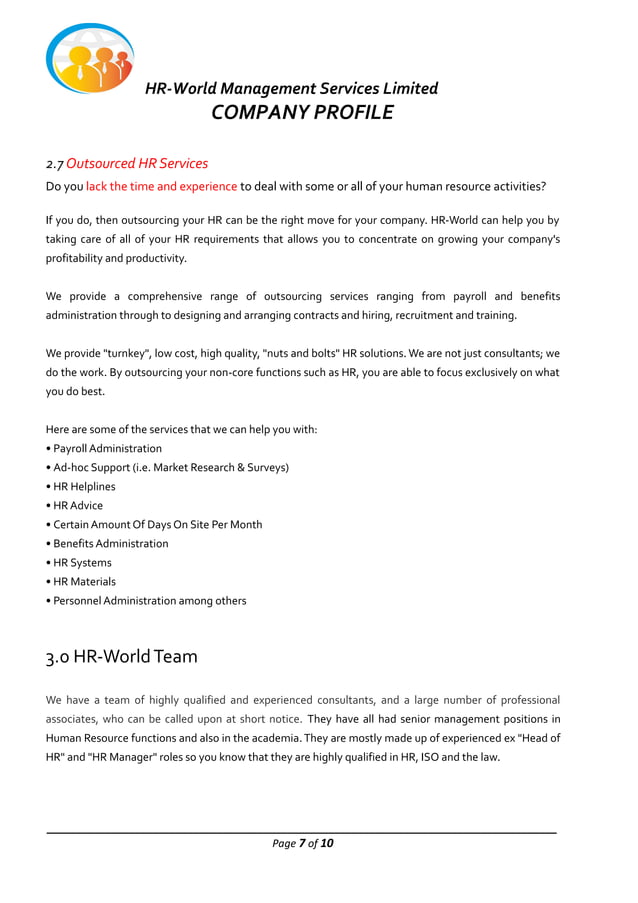 HR-World Company Profile (Full Copy) | DOC