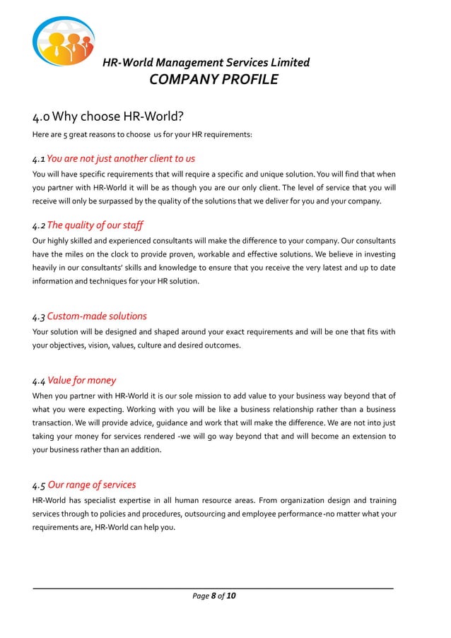 HR-World Company Profile (Full Copy) | DOC
