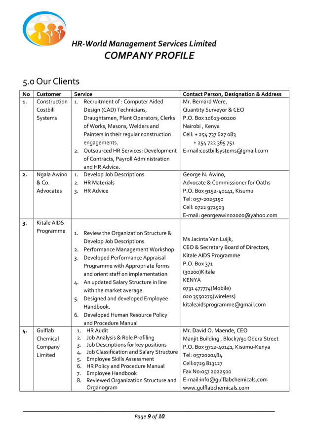 HR-World Company Profile (Full Copy) | DOC