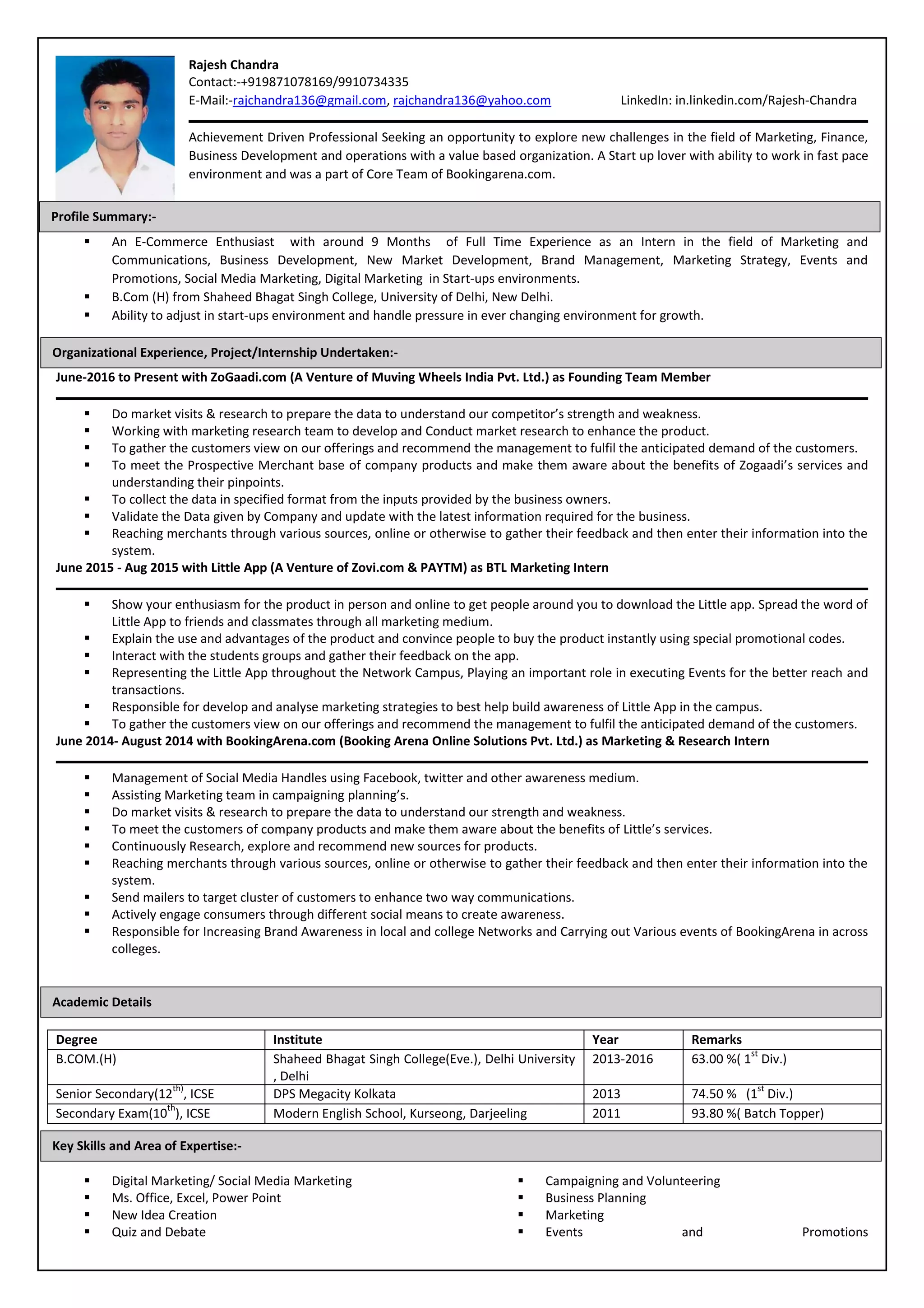 Rajesh Chandra CV | PDF