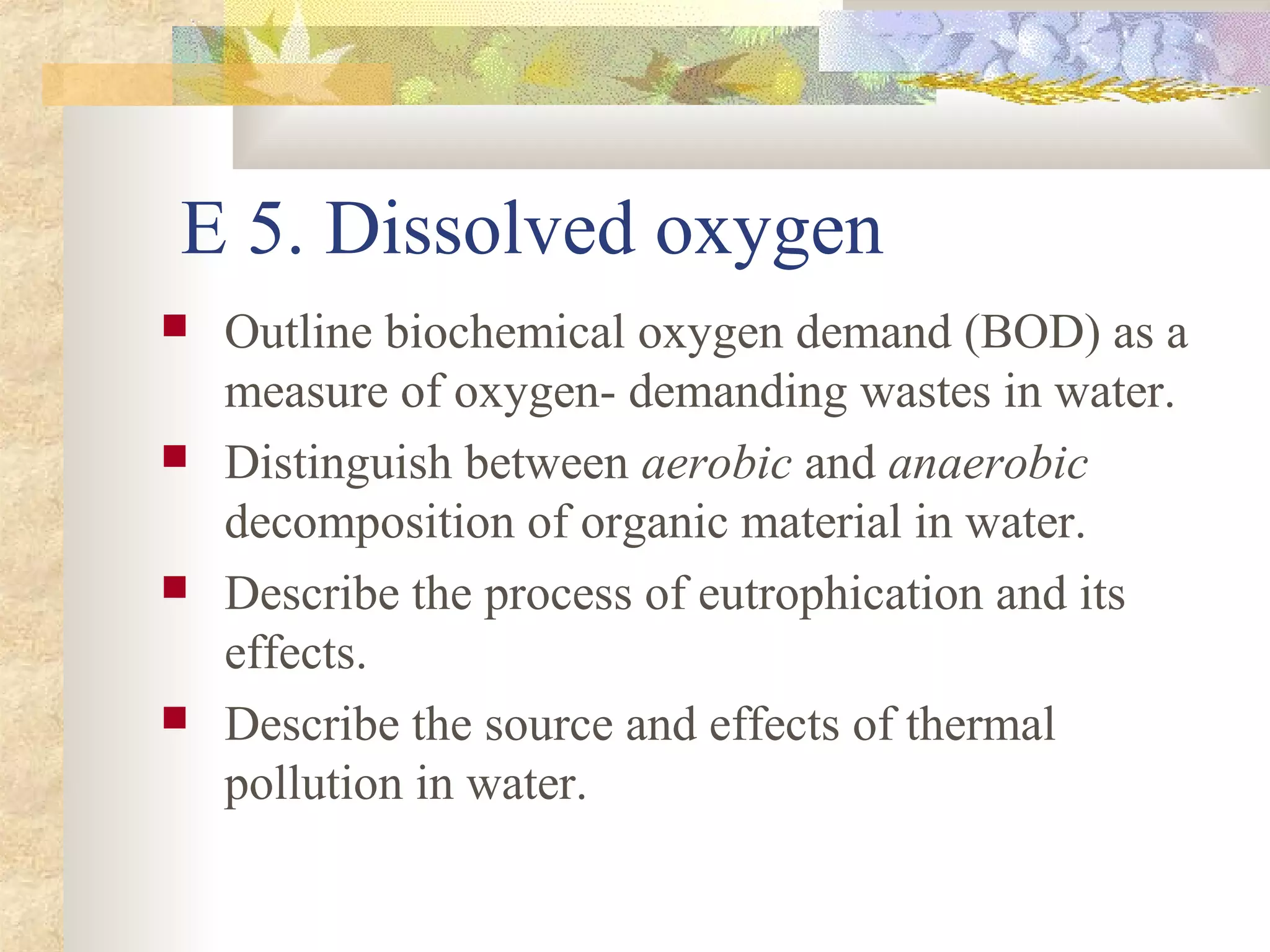 E5 environmental chemistry dissolved oxygen | PPT