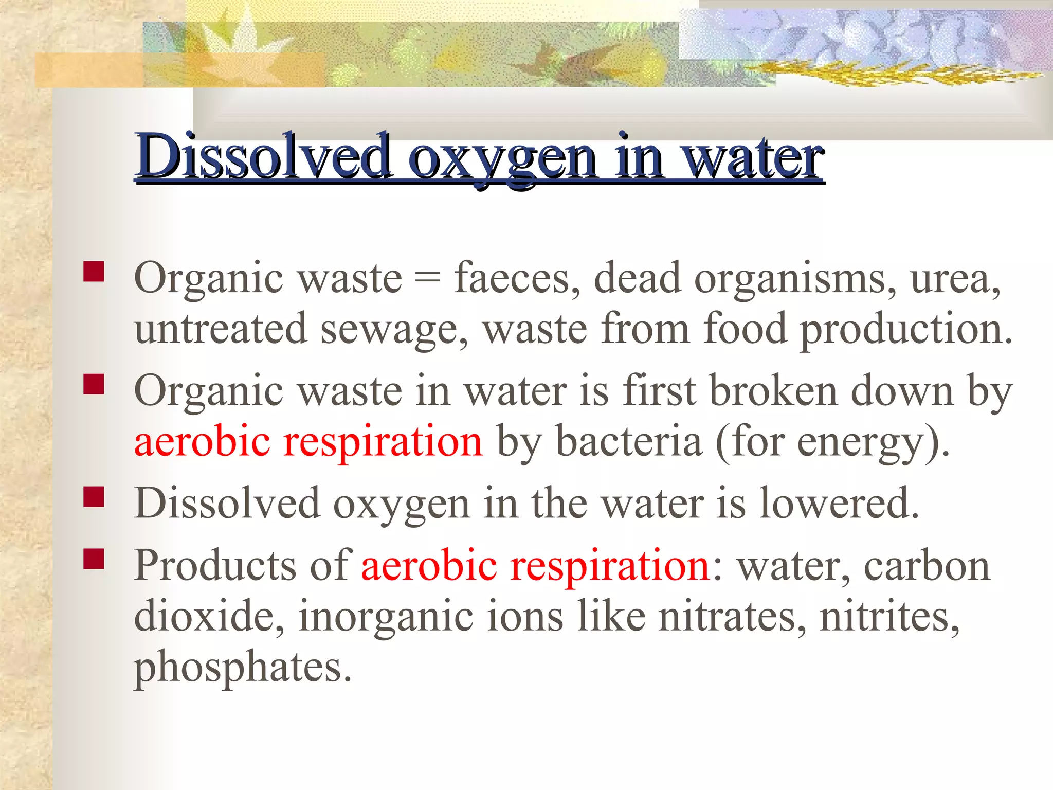E5 environmental chemistry dissolved oxygen | PPT