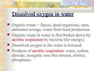 E5 environmental chemistry dissolved oxygen | PPT | Environment | Science