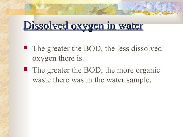 E5 environmental chemistry dissolved oxygen | PPT | Environment | Science