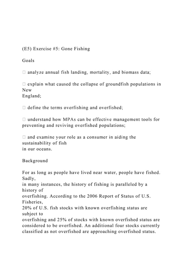 (E5) Exercise #5 Gone Fishing Goals analyze annual .docx