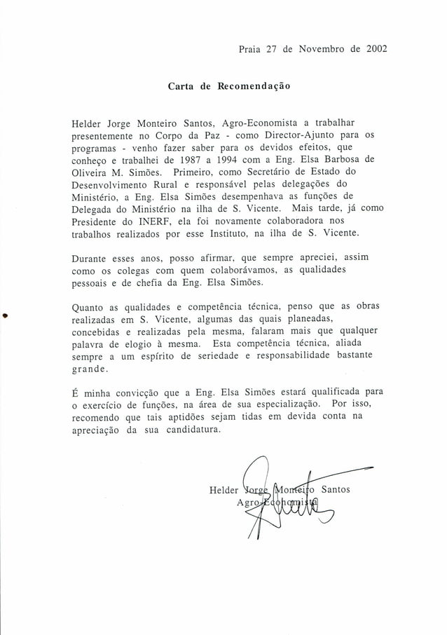 Letter of Recommendation Helder Santos | PDF