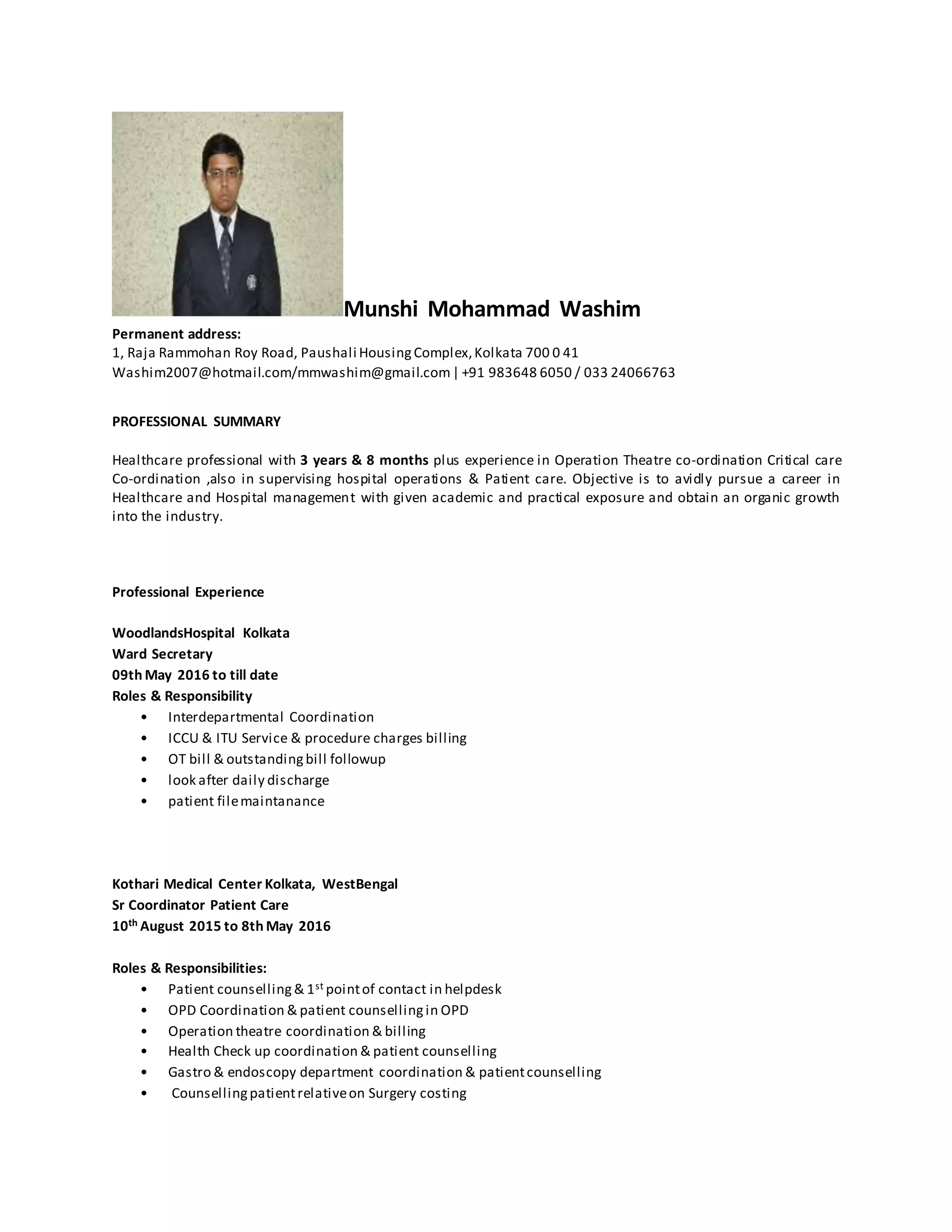 Munshi Mohammad Washim - CV | PDF