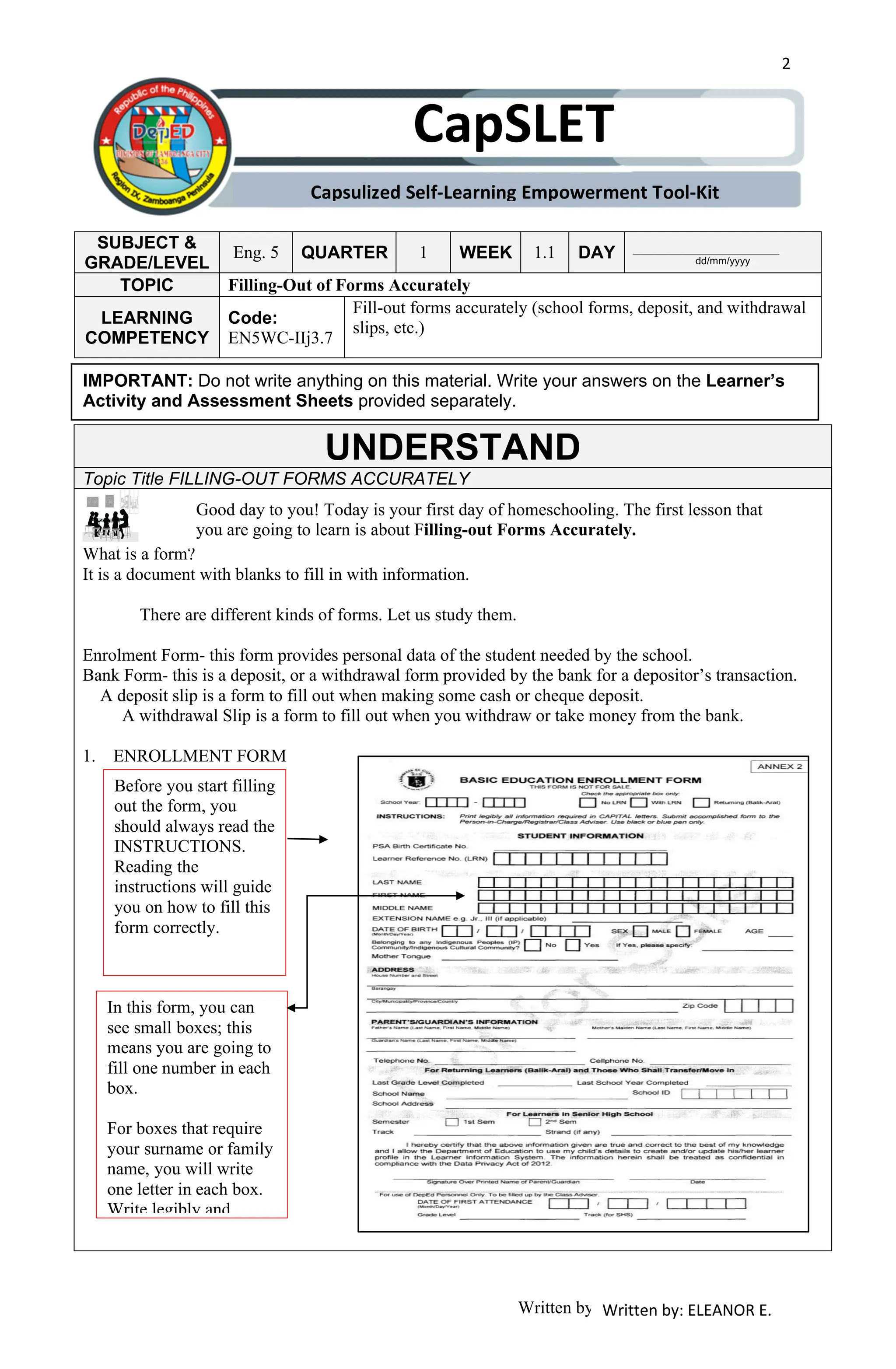 ENglish 5 Learning Module for Quarter One | PDF