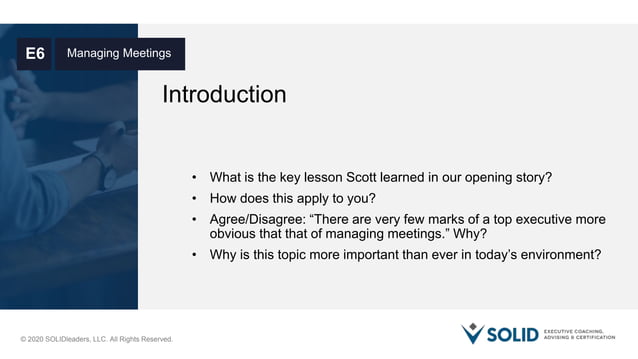 Executive Execution - E6: Managing Meetings | PPT