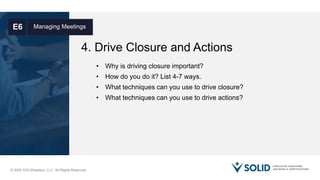 Executive Execution - E6: Managing Meetings | PPT