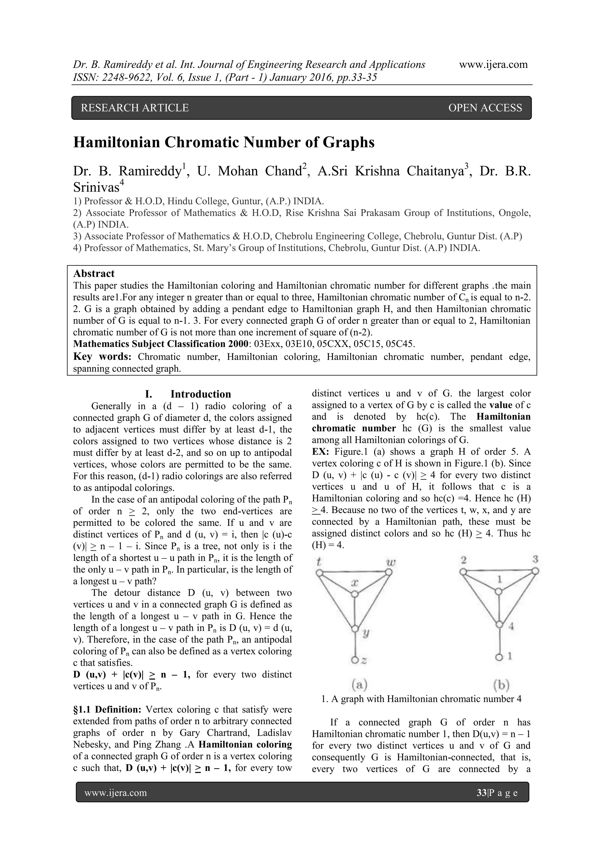 Hamiltonian Chromatic Number Of Graphs Pdf