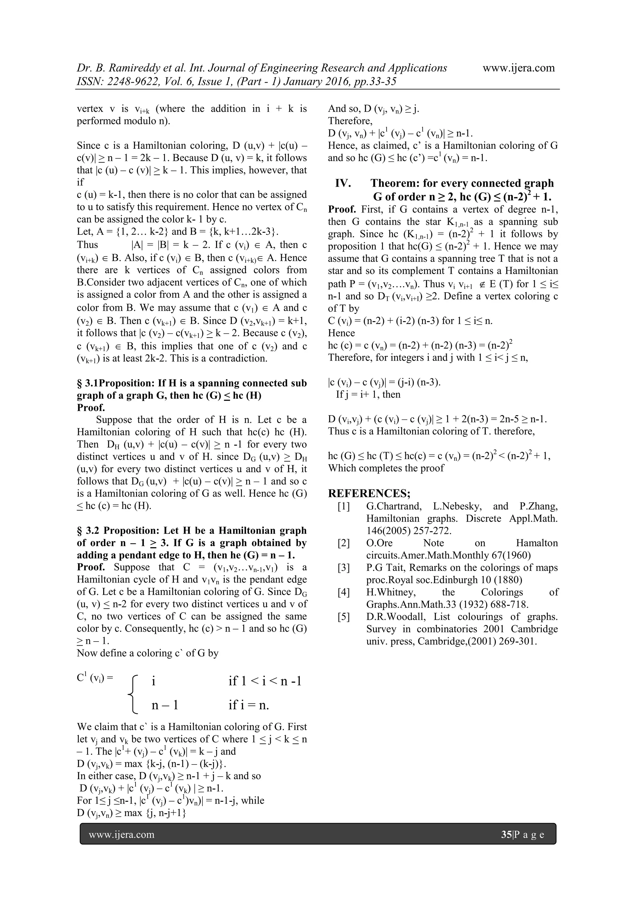 Hamiltonian Chromatic Number of Graphs | PDF