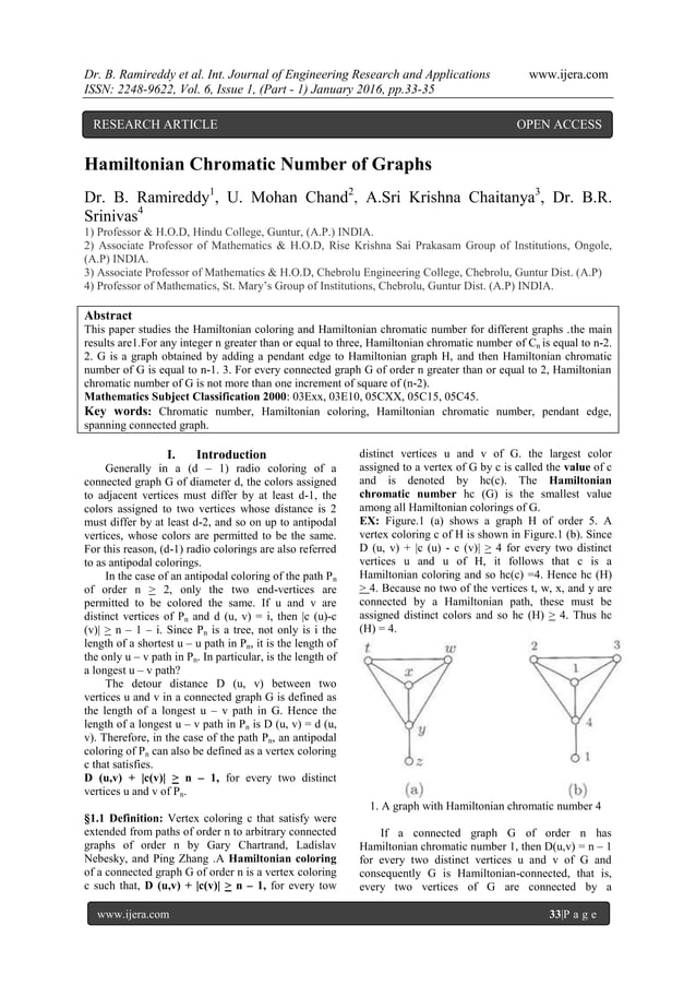 Hamiltonian Chromatic Number of Graphs | PDF | Physics | Science