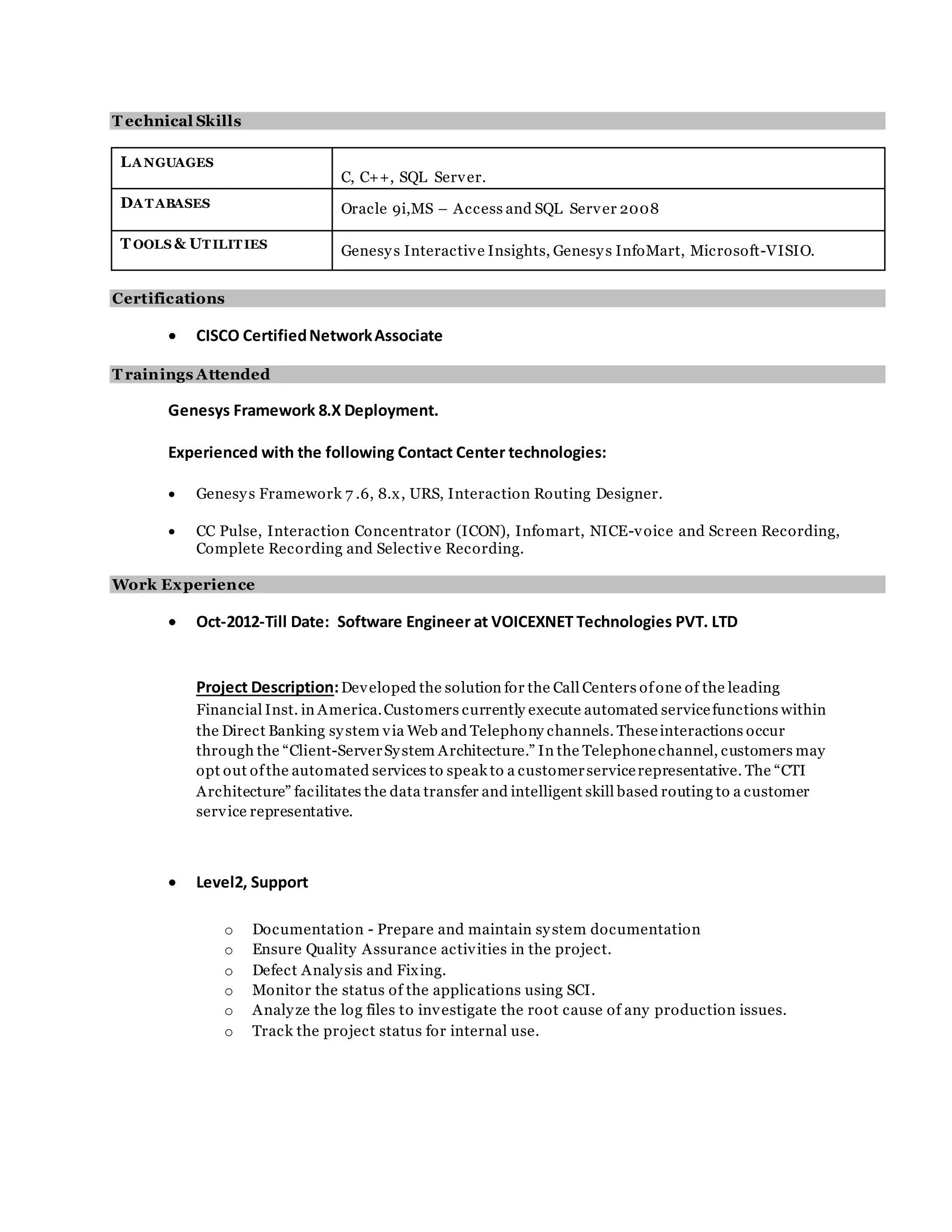 Shrinath Updated Genesys Resume Docx