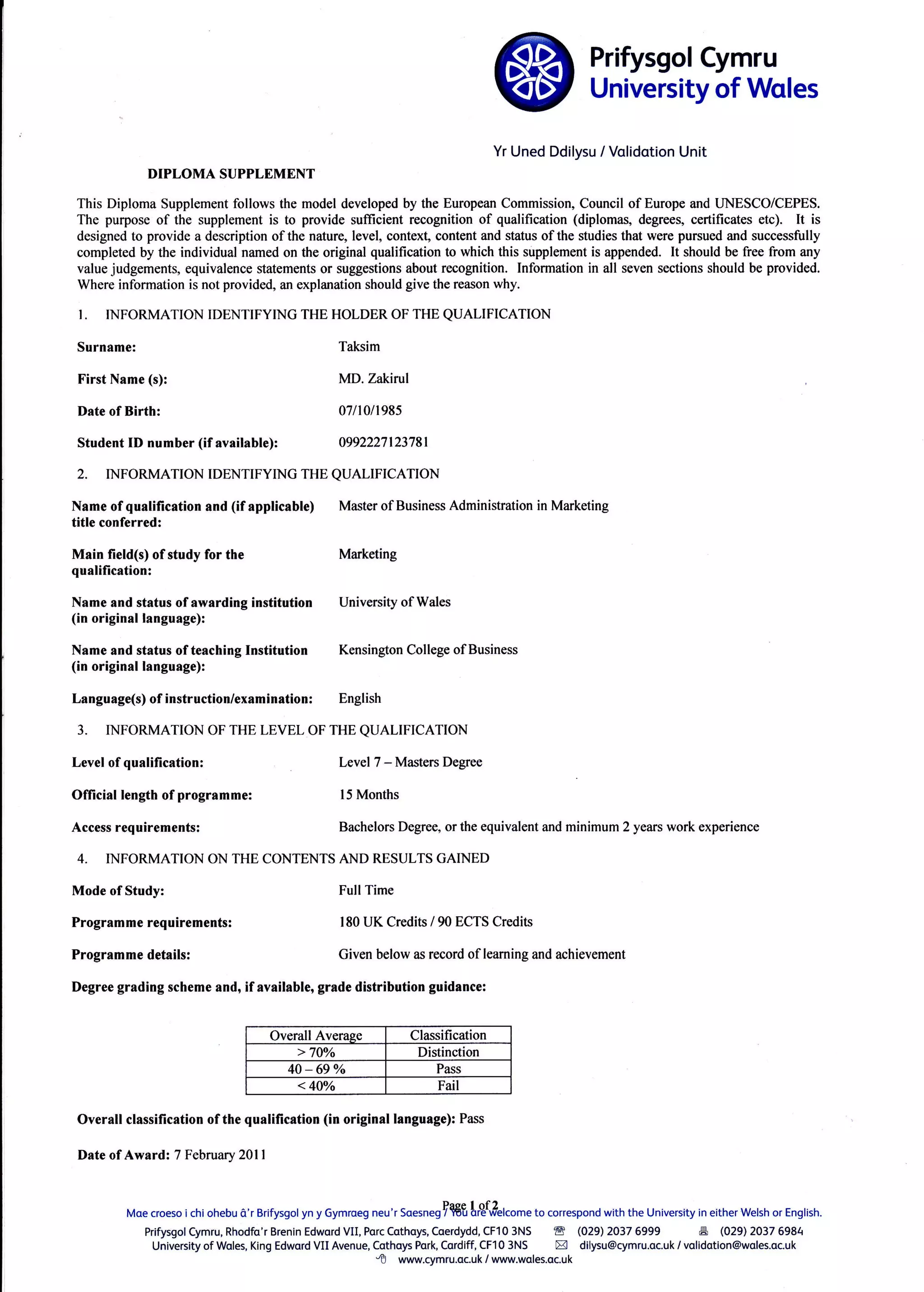 MBA Certificate | PDF