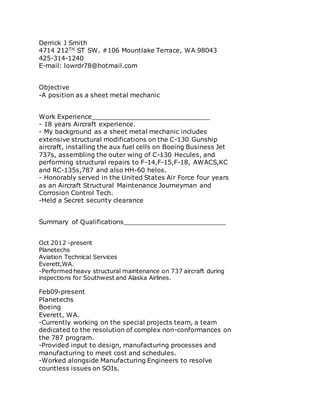 Derrick J Smith | DOCX | Air Travel | Travel Type