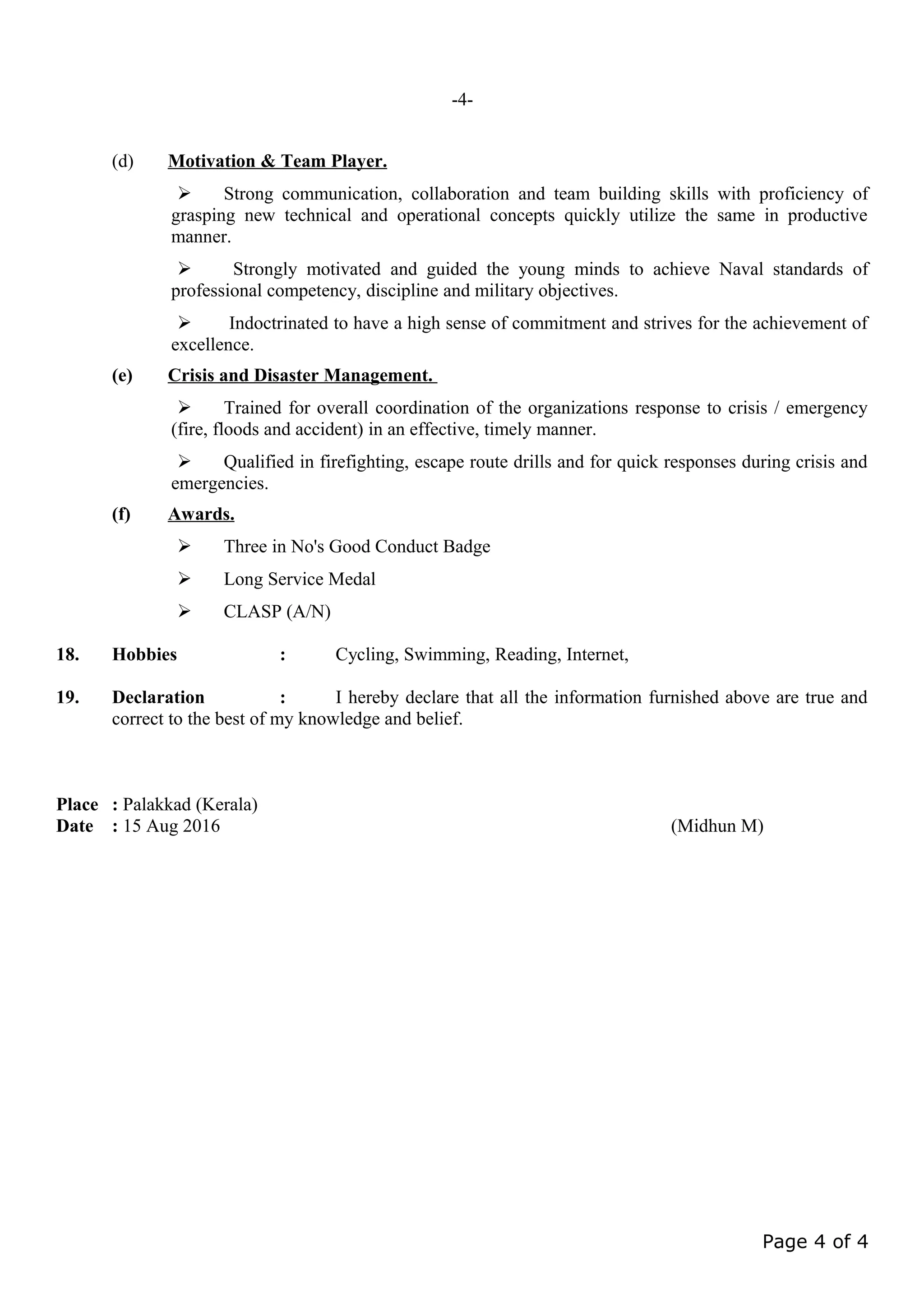 RESUME- Midhun M | PDF