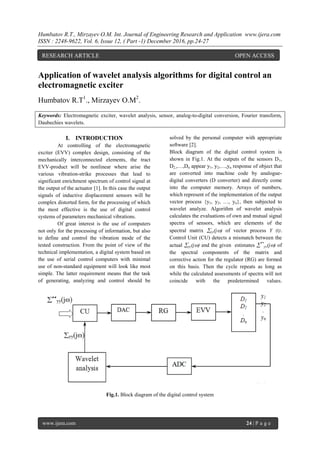 Application of wavelet analysis algorithms for digital control an electromagnetic exciter | PDF ...